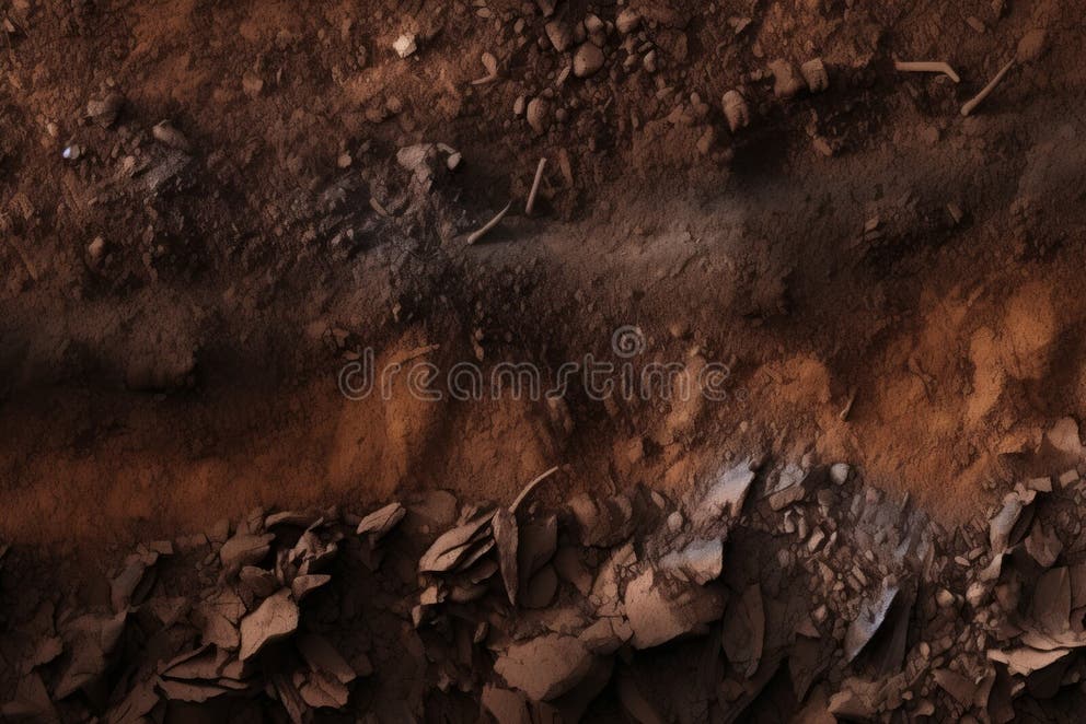 Processed Collage of Red Soil Ground Surface Texture. Background for ...