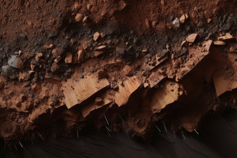 Processed Collage of Red Soil Ground Surface Texture. Background for ...