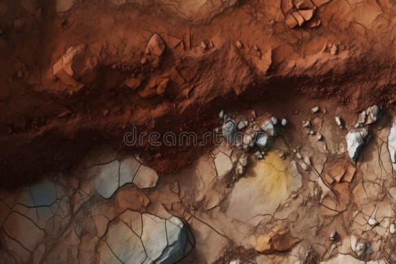 Processed Collage of Red Soil Ground Surface Texture. Background for ...