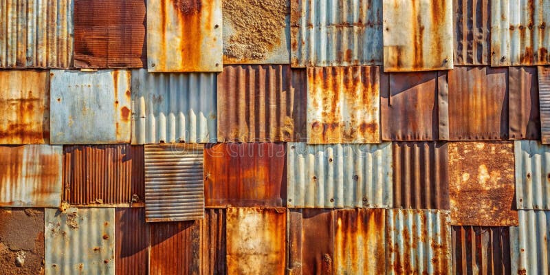 Processed Collage of Rusty Metal Sheet Texture in Daylight for Banner ...