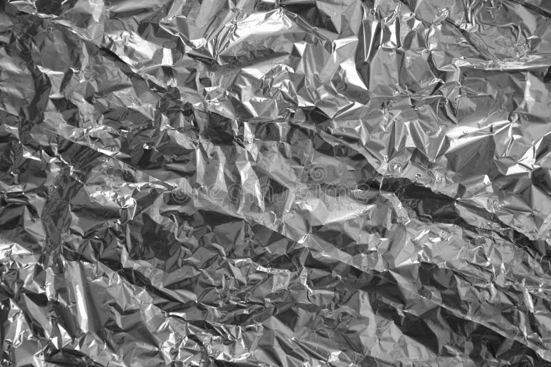 Processed Collage of Shiny Metal Silver Gray Foil Crumpled Packaging ...