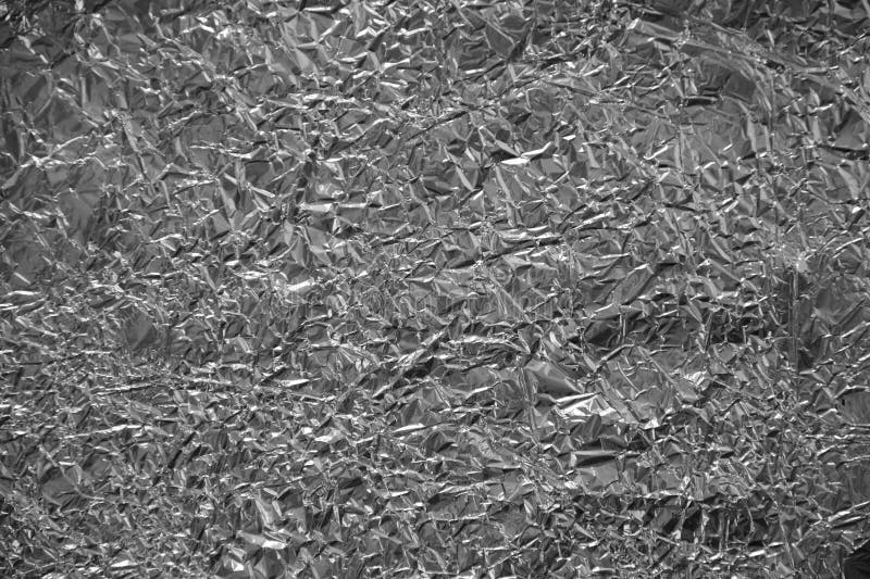 Processed Collage of Shiny Metal Silver Gray Foil Crumpled Packaging ...