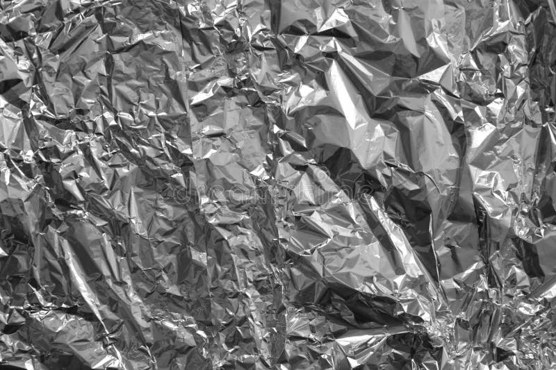 Processed Collage of Shiny Metal Silver Gray Foil Crumpled Packaging ...