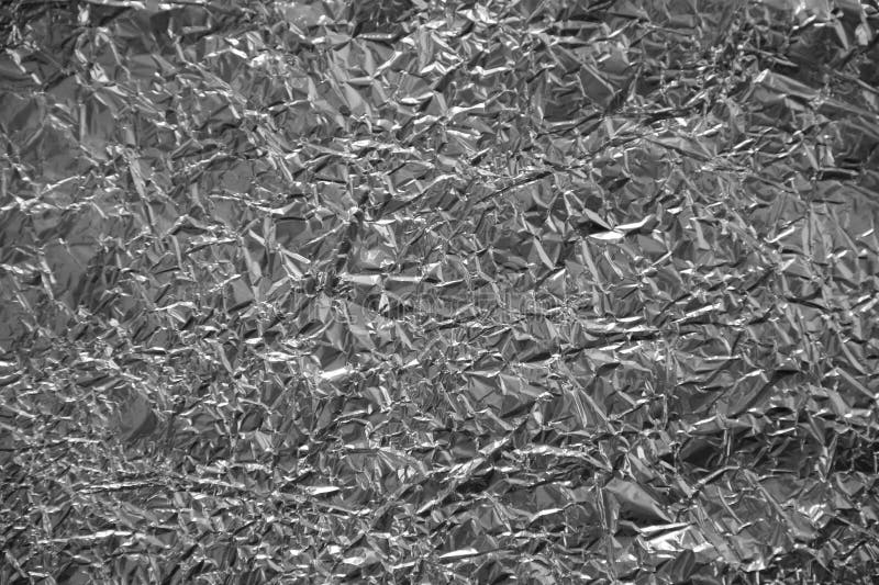 Processed Collage of Shiny Metal Silver Gray Foil Crumpled Packaging ...