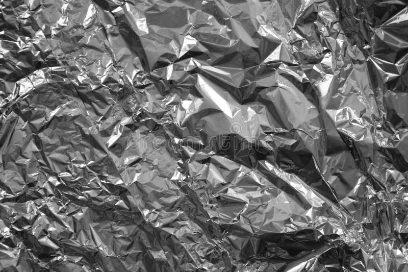 Processed Collage of Shiny Metal Silver Gray Foil Crumpled Packaging ...