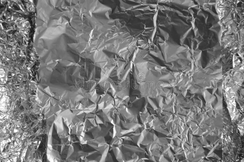 Processed Collage of Shiny Metal Silver Gray Foil Crumpled Packaging ...