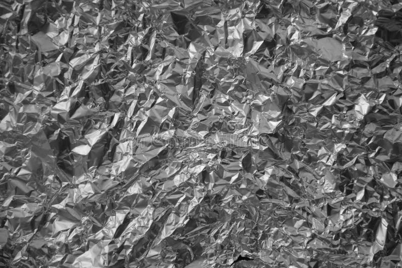Processed Collage of Shiny Metal Silver Gray Foil Crumpled Packaging ...