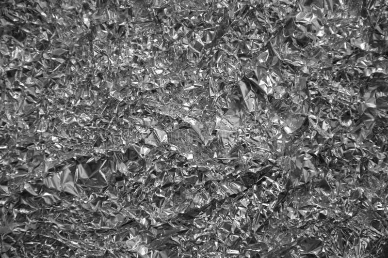 Processed Collage of Shiny Metal Silver Gray Foil Crumpled Packaging ...