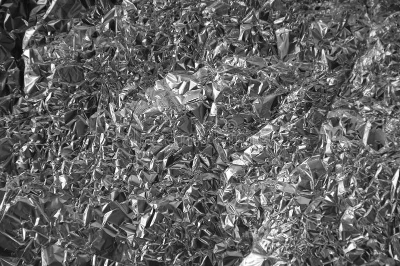 Processed Collage of Shiny Metal Silver Gray Foil Crumpled Packaging ...