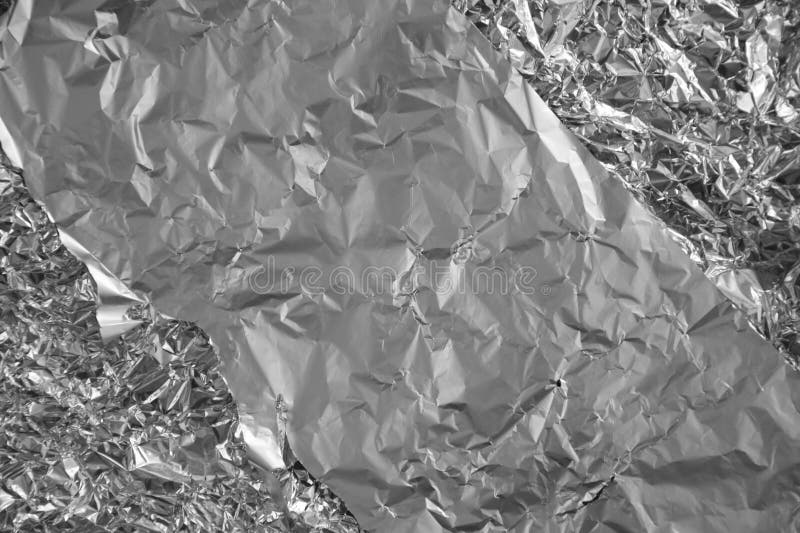 Processed Collage of Shiny Metal Silver Gray Foil Crumpled Packaging ...