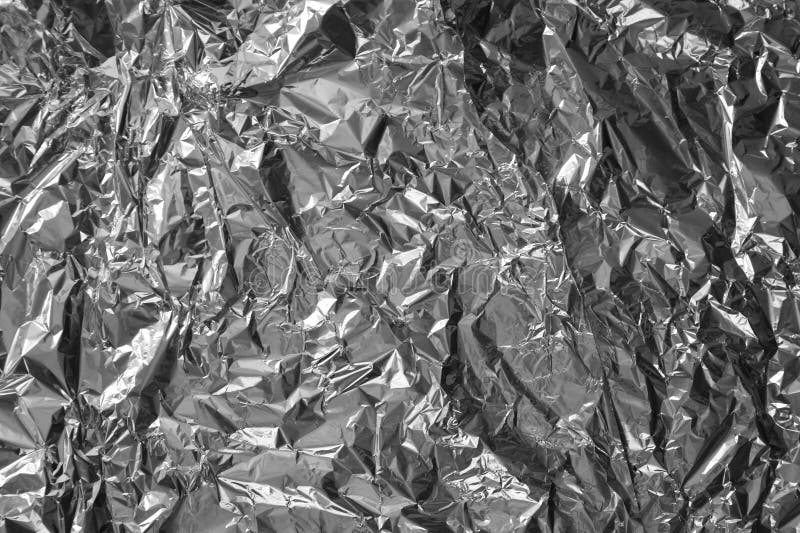 Processed Collage of Shiny Metal Silver Gray Foil Crumpled Packaging ...