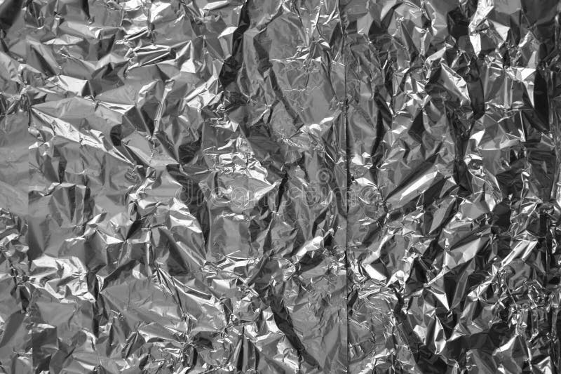 Processed Collage of Shiny Metal Silver Gray Foil Crumpled Packaging ...