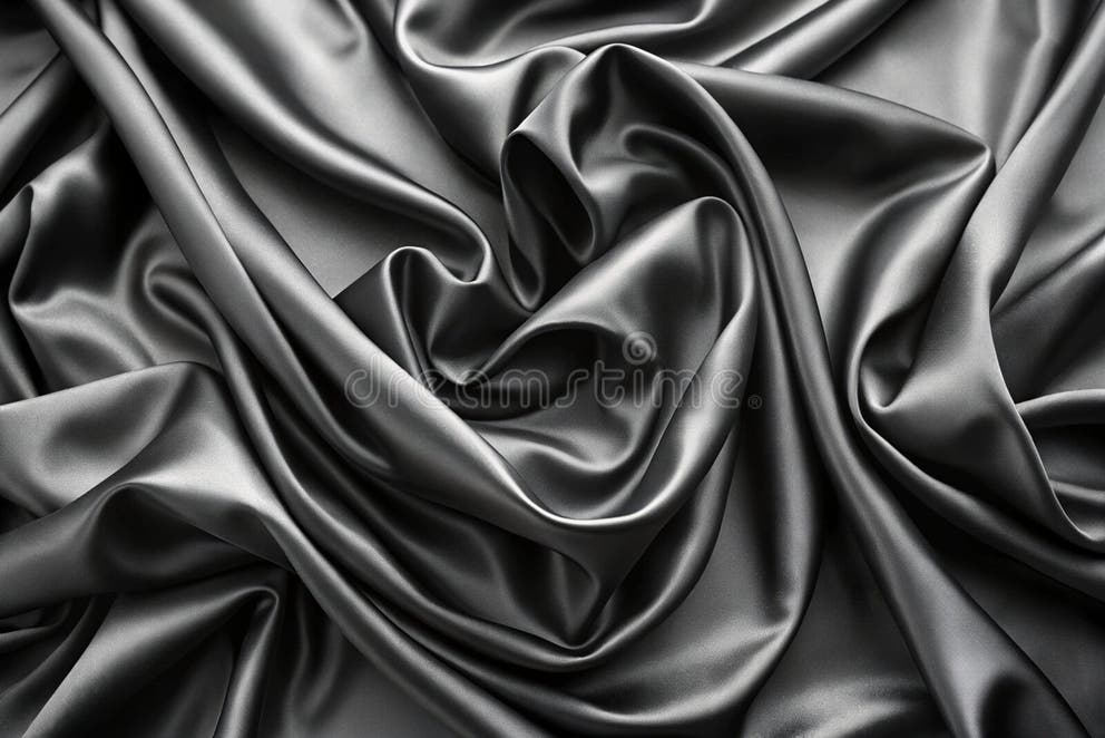Processed Collage of Smooth Elegant Wavy Deep Black Silk Cloth Fabric ...