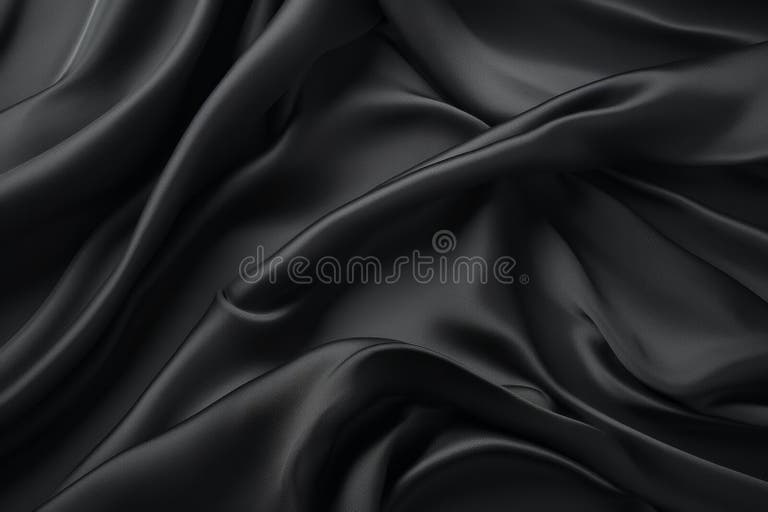 Processed Collage of Smooth Elegant Wavy Deep Black Silk Cloth Fabric ...