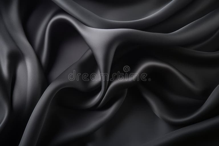 Processed Collage of Smooth Elegant Wavy Deep Black Silk Cloth Fabric ...
