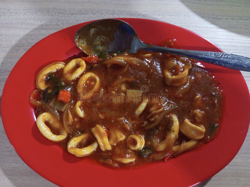 Processed Dishes Made from Squid with Additional Spices Stock Photo ...