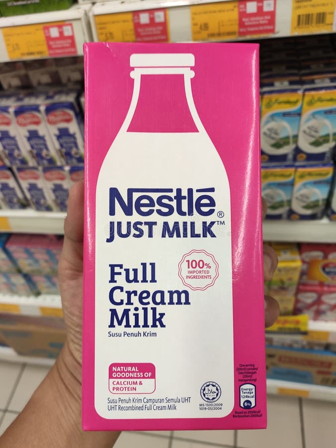 Processed and Fresh Milk Packed in the Paper Box and Displayed on the ...