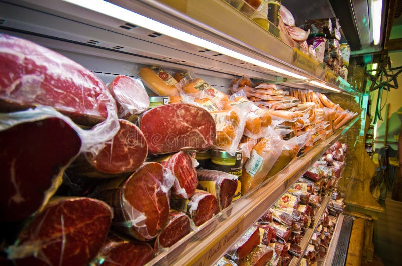 Processed Meat in Supermarket Stock Photo - Image of pork, plastic ...