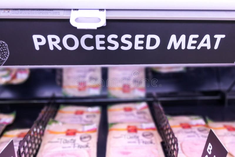 Processed Meat Signage at the Meat Section of Supermarket with ...