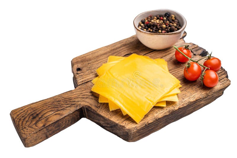 Processed Melted Cheese, Thin Slices for Sandwiches Isolated on White ...