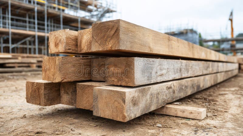 Stack of Processed Timber Beams Ready for Framing at Active ...