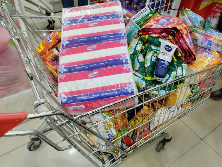 Basket full of goods editorial stock image. Image of color - 293132224