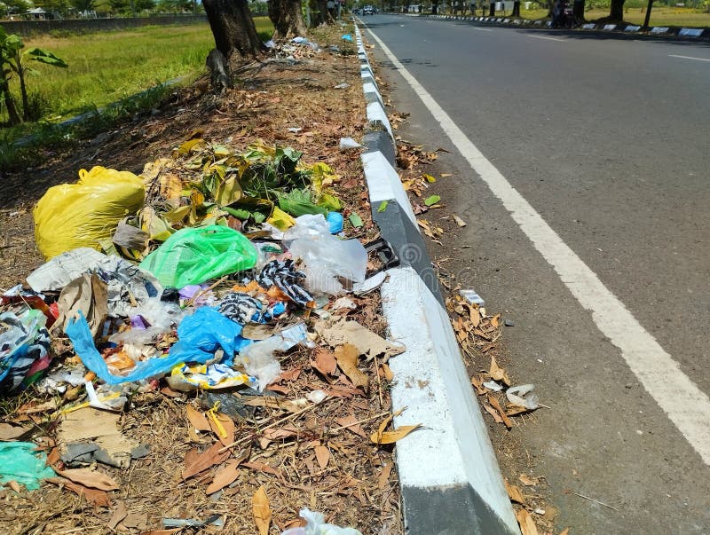 Rubbish on the Side of the Road Stock Image - Image of tree, plant ...