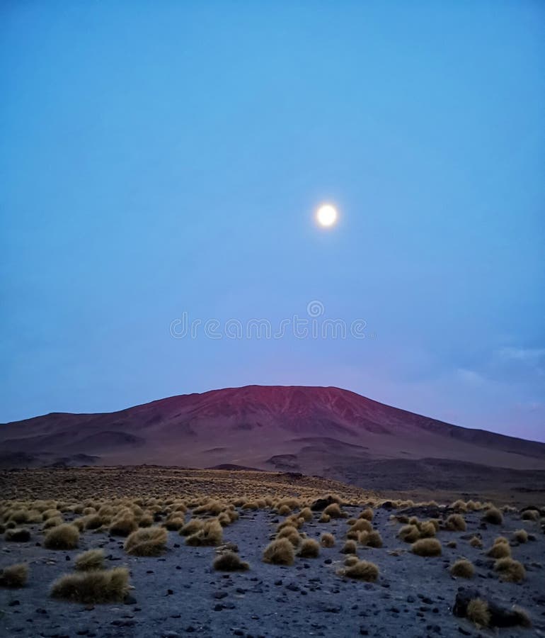 Moon Rising Over the Mountain Stock Image - Image of mobile, sand ...