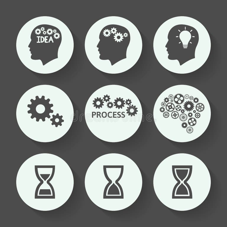 Processes Gray Icon Set, Flat Design. Vector Illustration. Stock Vector ...