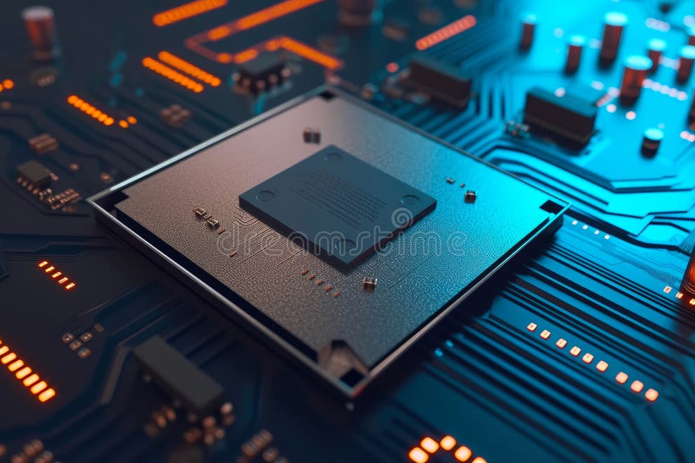 Processing Brilliance: Computer Processor Chip. Stock Illustration ...