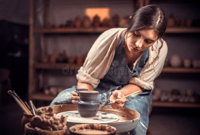 Processing Clay Ware and Making Dishes, Process. Ceramics of Handwork ...