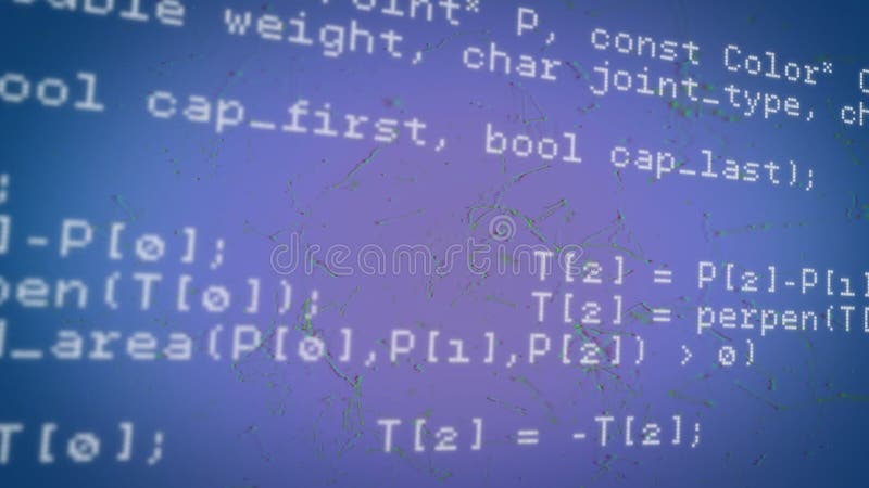 Processing Computer Code and Data Animation Over Blue Background Stock ...