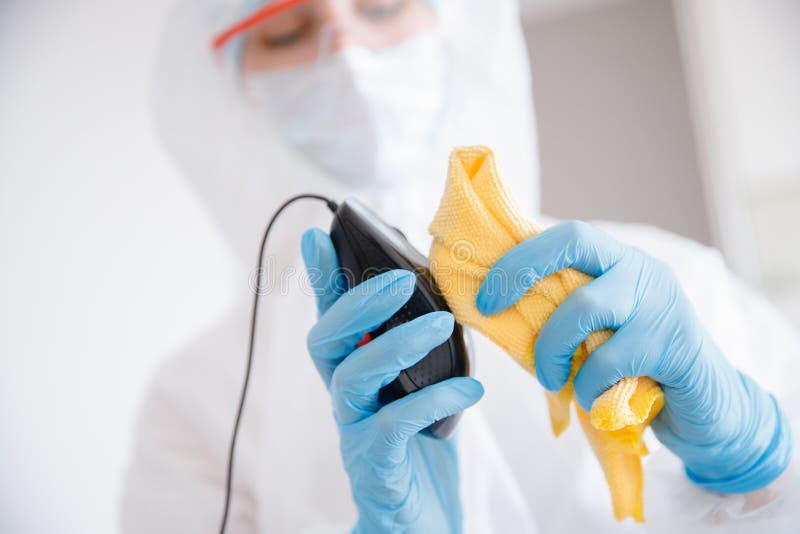 Processing Computer Mouse from Coronavirus and Germs in Office Cleaning ...