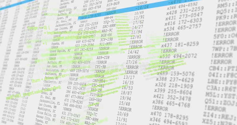 Processing Data Animation Highlighting Errors In Numerical Spreadsheet Entries Stock Video