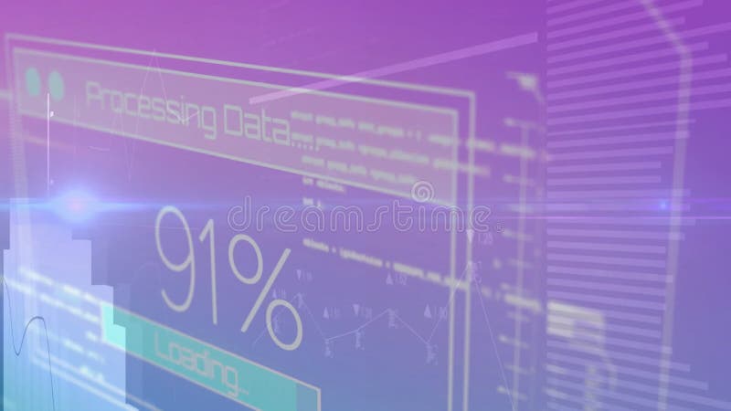 Processing Data Animation with 91 Loading Over Futuristic Digital Interface Stock Footage ...