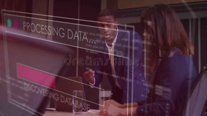 Processing Data Animation Over Business Meeting with Diverse ...