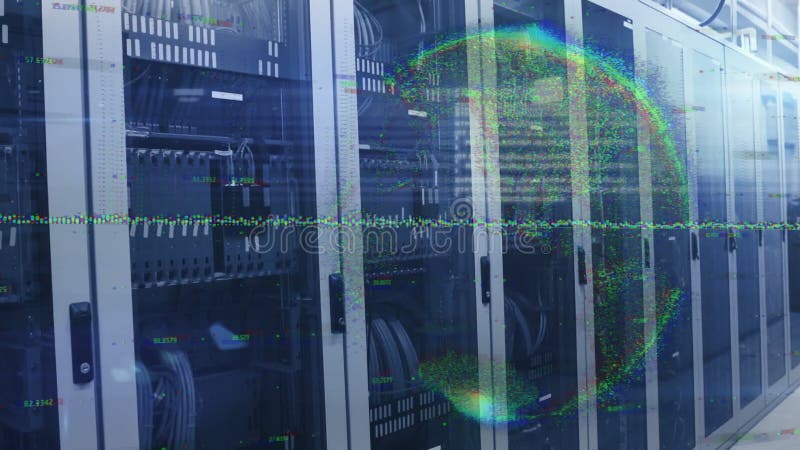 Processing Data, Animation Over Servers in Data Center Stock Footage ...