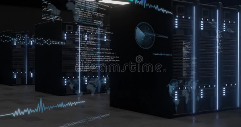 Processing Data Animation Over Servers in High-tech Data Center Environment Stock Footage ...