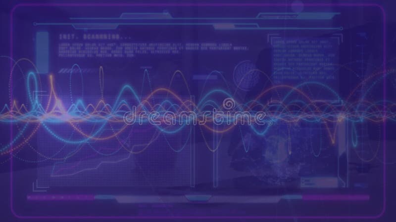 Processing Data With Colorful Waveforms On Futuristic Interface