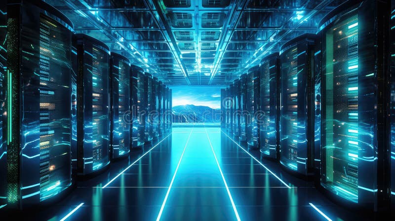 Processing Data on Computer Stock Illustration - Illustration of ...