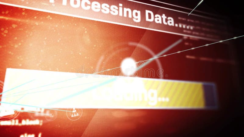 Processing Data And Loading Animation Over Red Digital Interface Background Stock Video Video