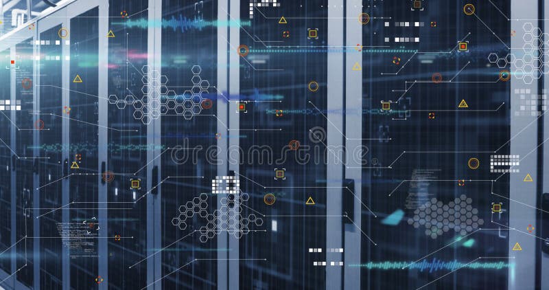 Processing Data Moving Over Computer Servers in Server Room Stock Footage - Video of room ...