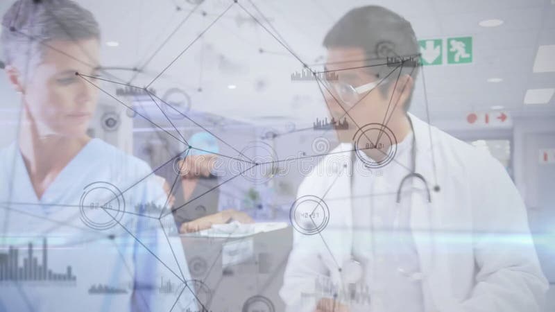 Processing Data and Network Connections Animation Over Medical ...