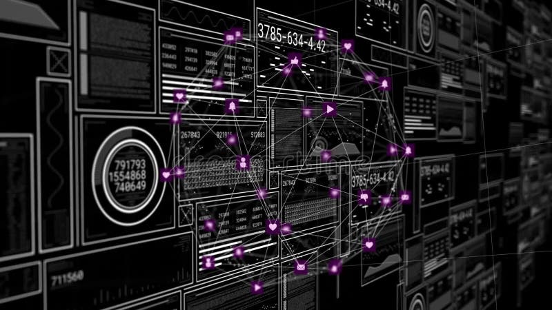 Processing Data Over Digital Interface, Network Connections Animate in ...