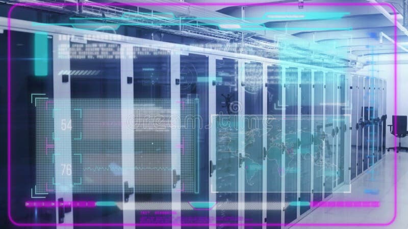 Processing Data Over Servers in Data Center, Animation Showing Activity ...