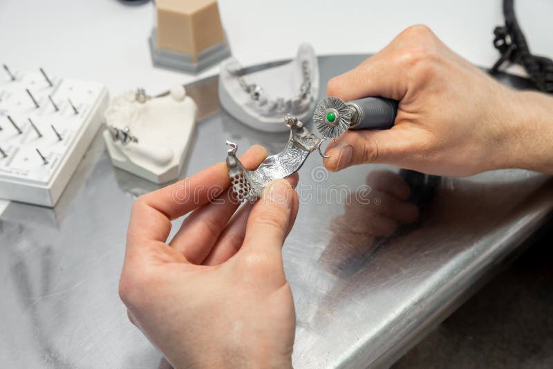 Processing Dentures Cutter Manually on the Table Stock Image - Image of ...