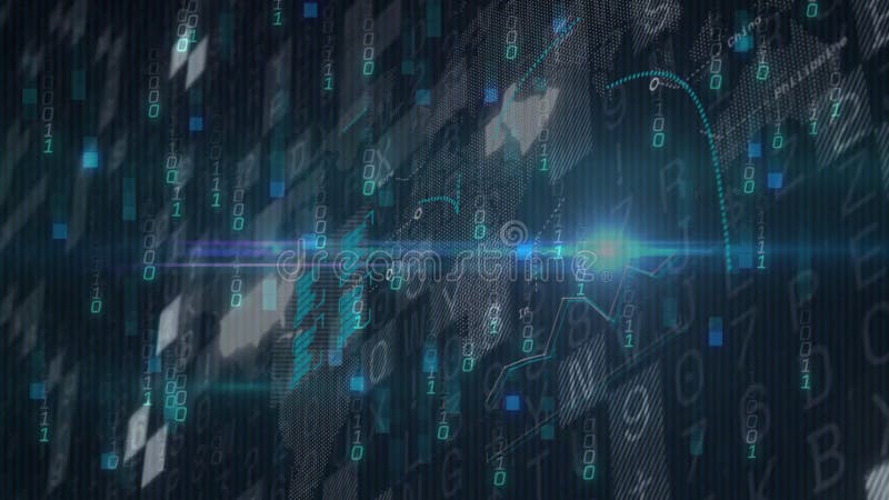 Processing Digital Binary Code Over Abstract Technological Background