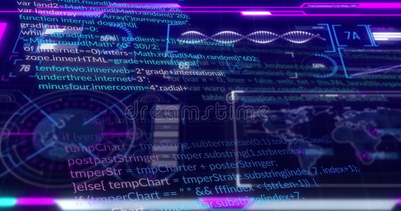 Processing Digital Code, Futuristic Interface with Neon Lights in Animation Stock Video - Video ...