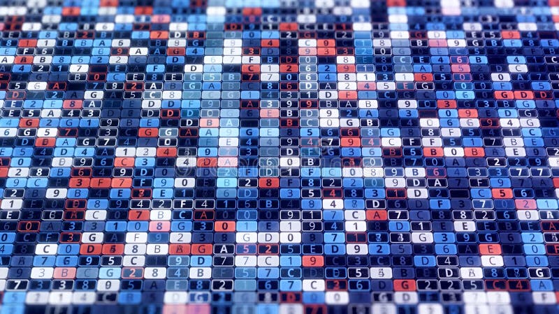 Processing Digital System in Computer. Animation. Digital Background of ...