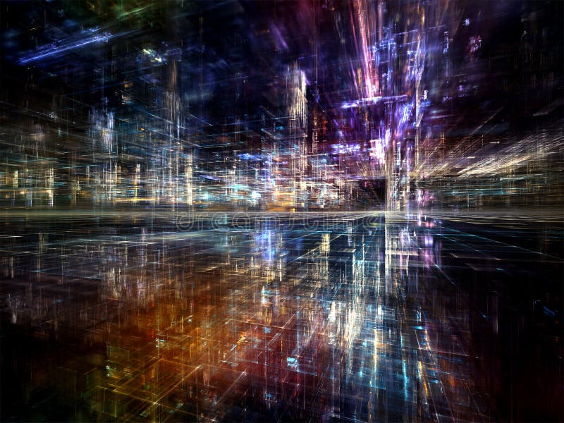 Processing Digital World stock illustration. Illustration of grid ...